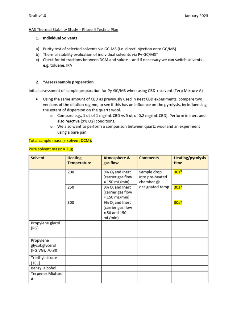 HAS Thermal Stability Study Phase II - Draft Plan - Jan 2023 | PDF ...