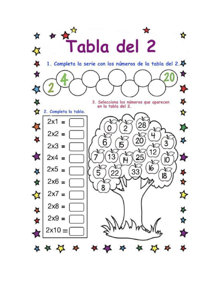 Actividades tabla del 2 | PDF