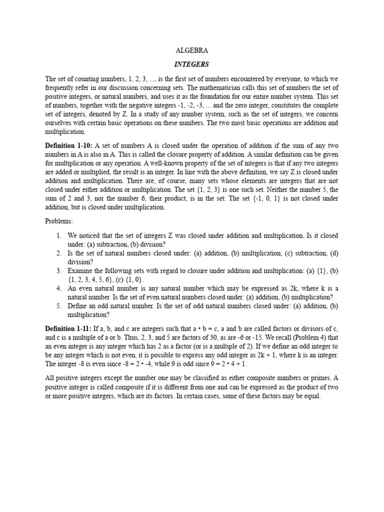 Algebra - Integers | PDF | Factorization | Numbers