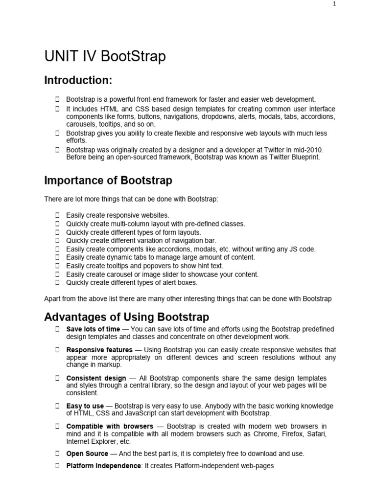 Unit 2 | PDF | Bootstrap (Front End Framework) | Responsive Web Design