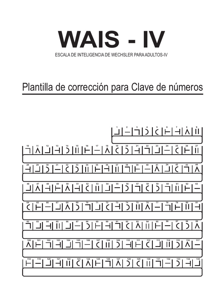 WAIS IV. Correccion Plantillas Claves | PDF