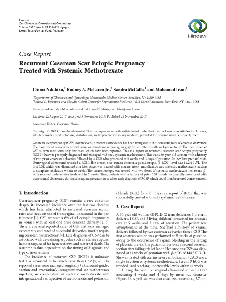 Case Report: Recurrent Cesarean Scar Ectopic Pregnancy Treated With ...