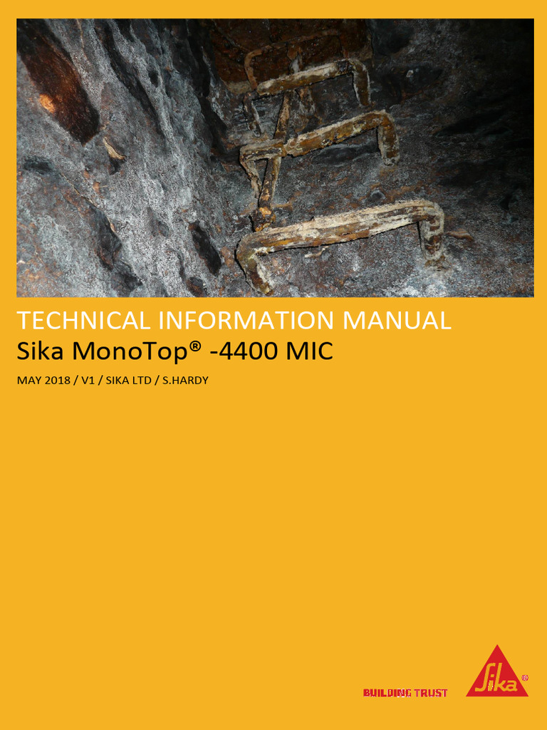 Technical Information Manual Sika MonoTop 4400-MIC | PDF | Concrete ...