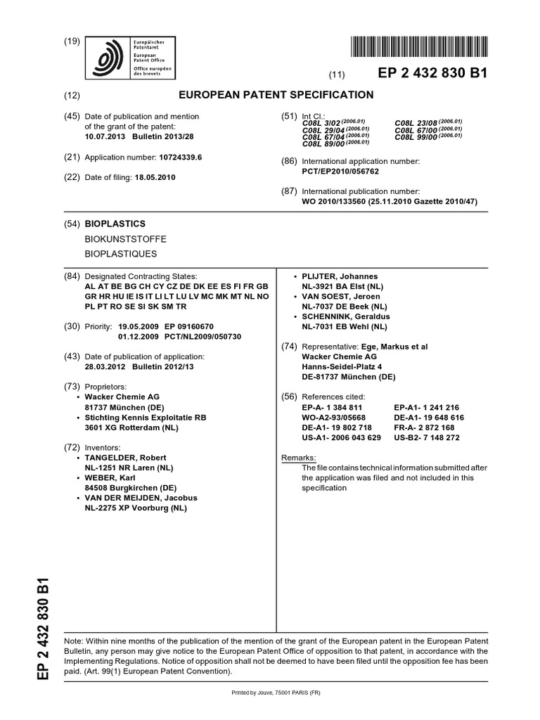 (Thermoplastic Polymer) - EP2432830B1 | PDF | Ester | Polymers
