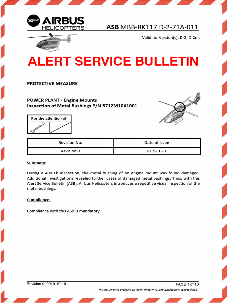 ASB MBB-BK117 D-2 Engine Mount Inspection | PDF | Science & Mathematics | Technology & Engineering
