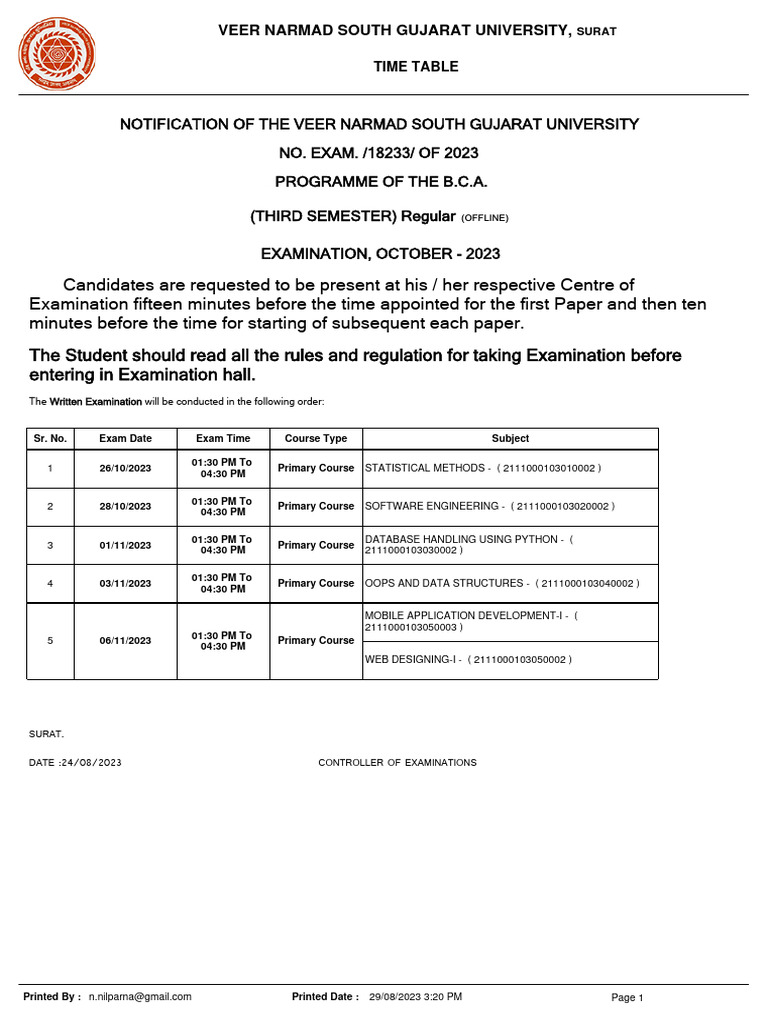 BCA - Third Sem - Regular - Oct-2023 | PDF | Software | Software ...