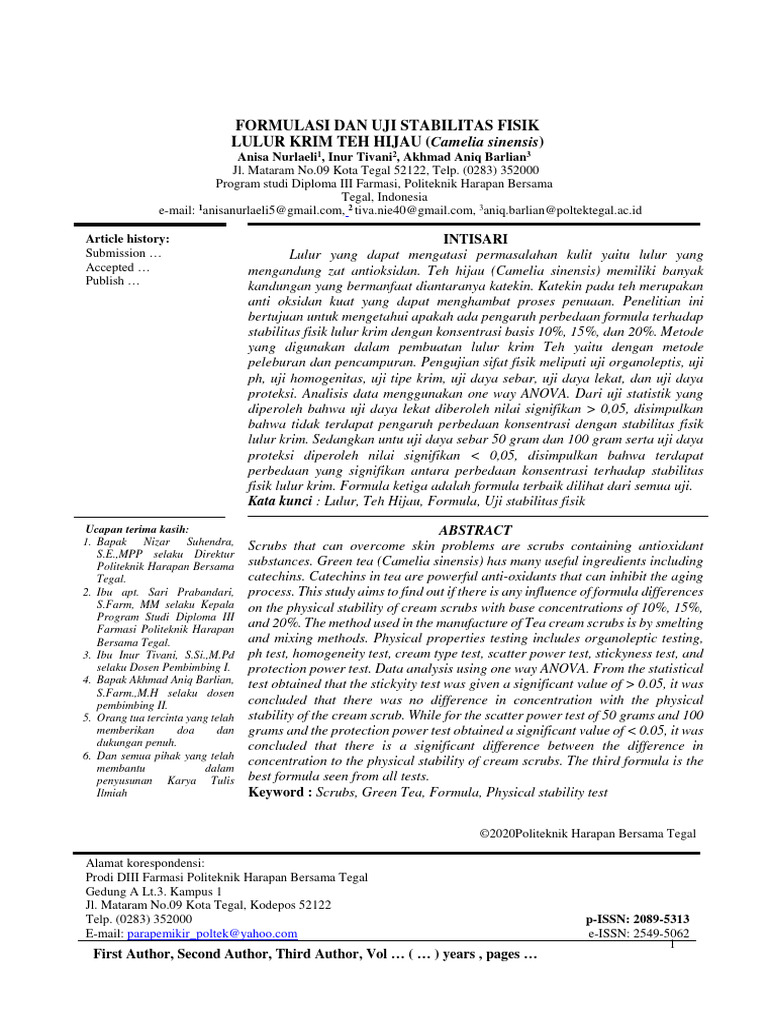 Jurnal Krim Teh Hijau 2021 | PDF