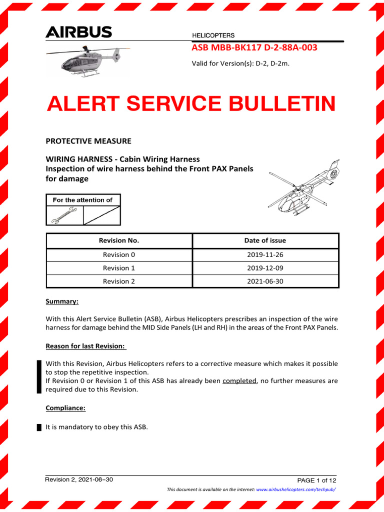 ASB for BK117 D-2 Cabin Wiring Inspection | PDF | Manufactured Goods | Equipment