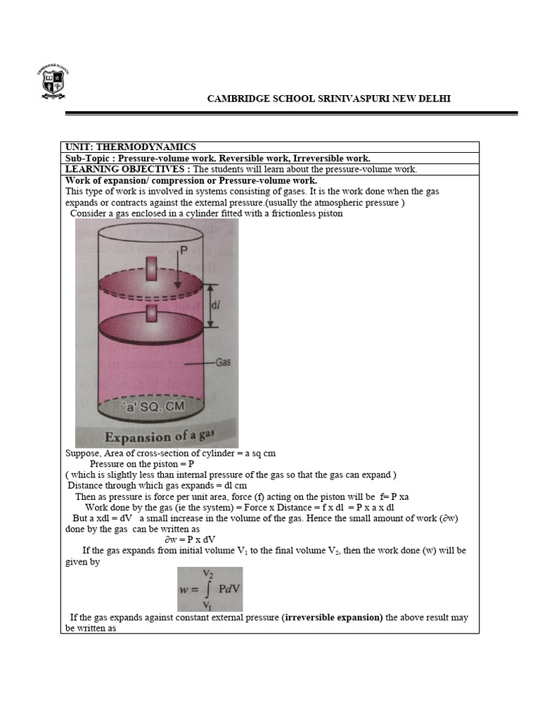 Thermodynamics: Pressure-Volume Work | PDF | Gases | Pressure