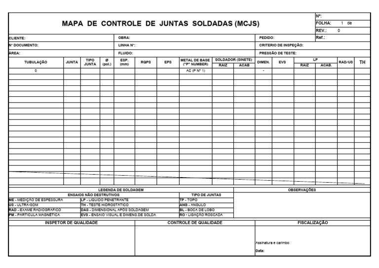 Mapa de Controle de Juntas Soldadas | PDF | Engenharia Mecânica