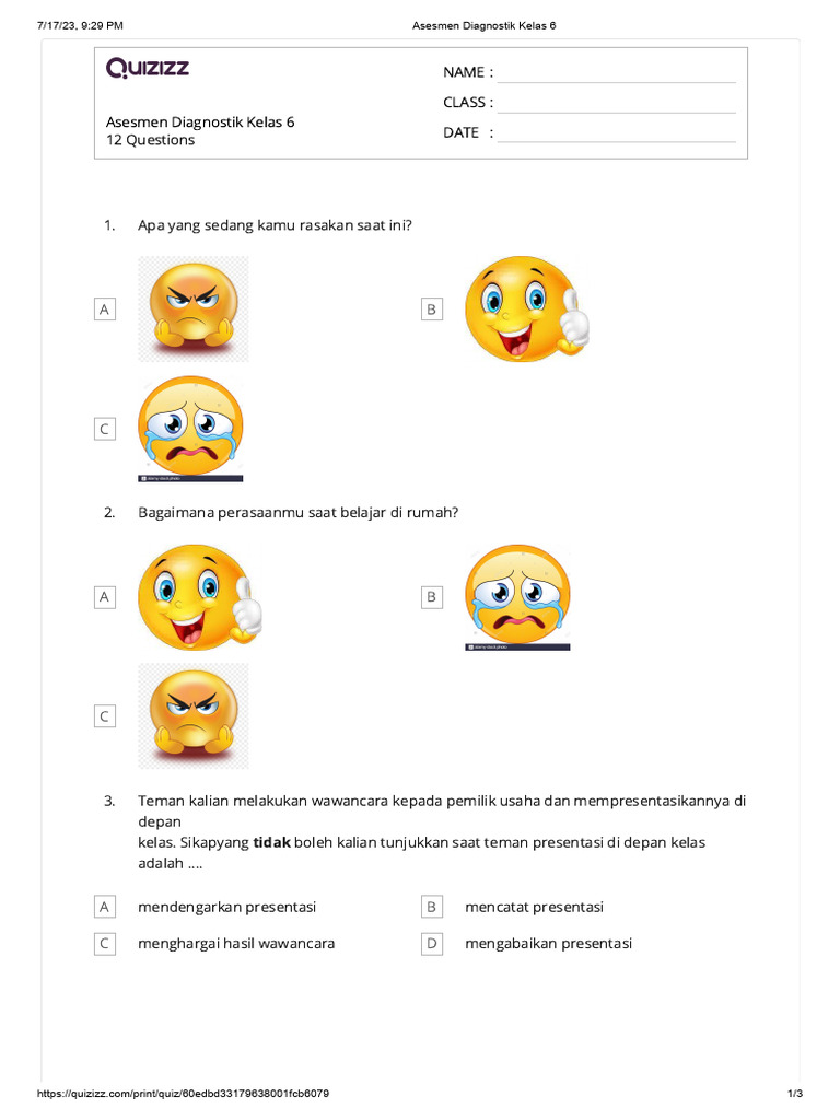 Asesmen Diagnostik Kelas 6 Pdf
