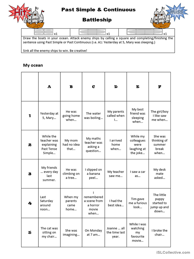 Battleship Past Simple Past Continuous | PDF
