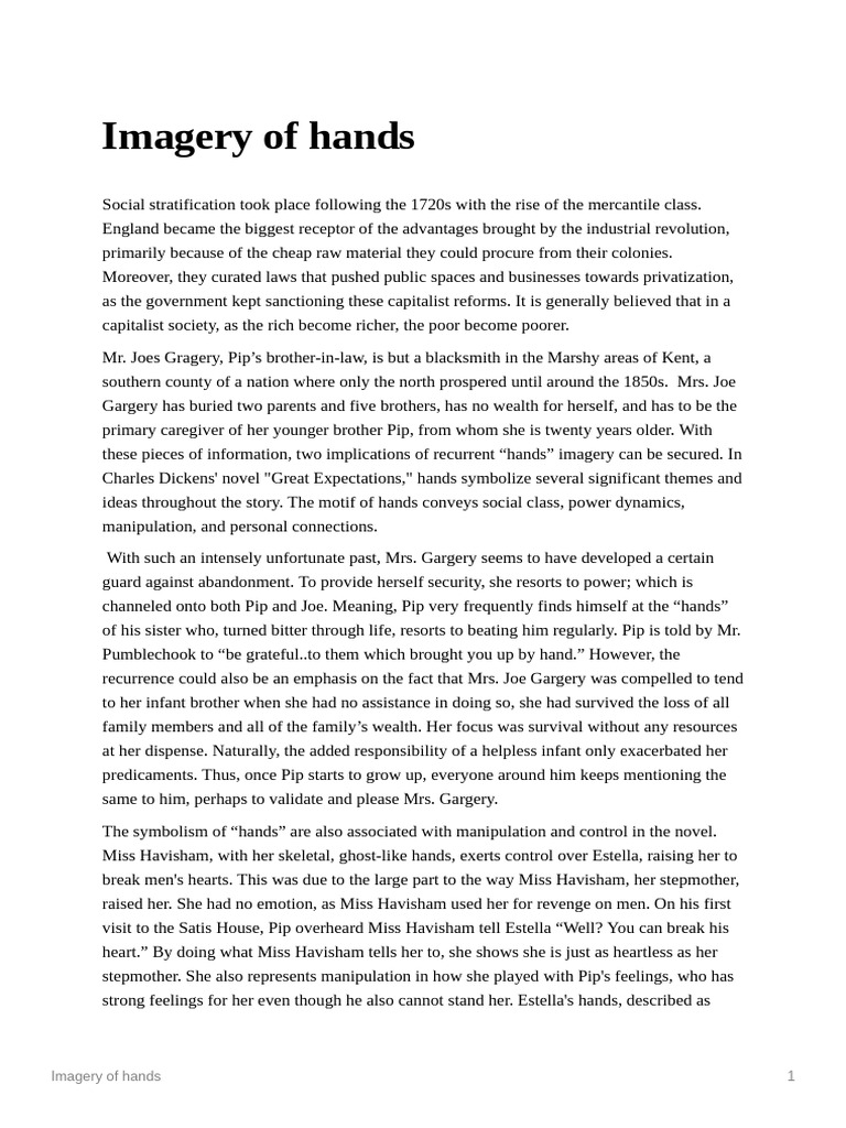 Imagery - of - Hands in Great Expectations | PDF | Estella (Great ...