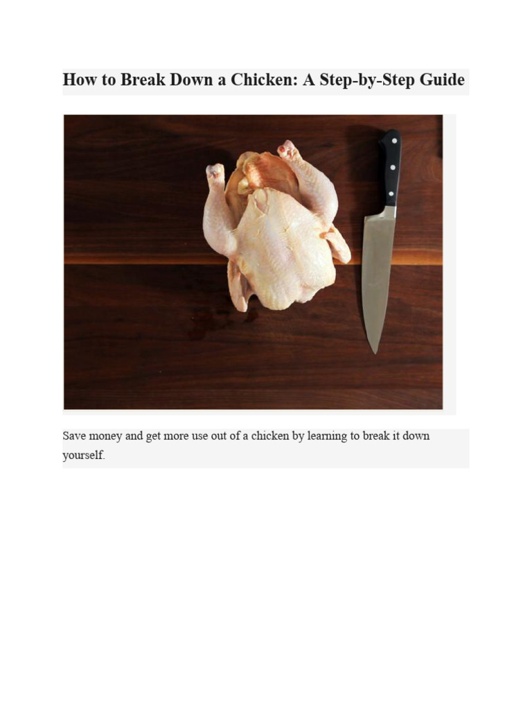How to Break Down a Chicken Guide | PDF
