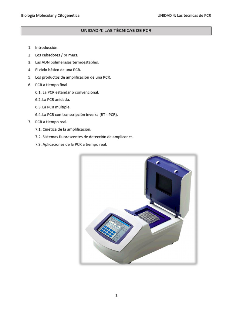 Técnicas de PCR en Biología Molecular | PDF | Reacción en cadena de la ...