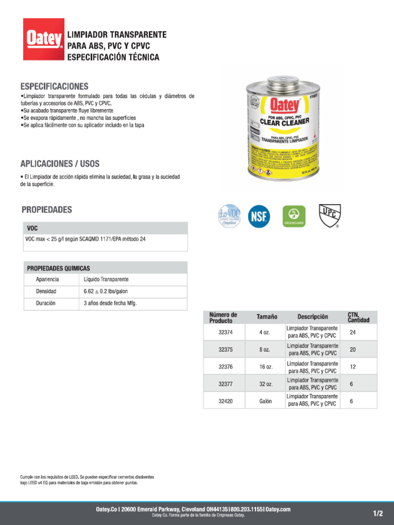 Ficha Tecnica Limpiador Transparente | PDF