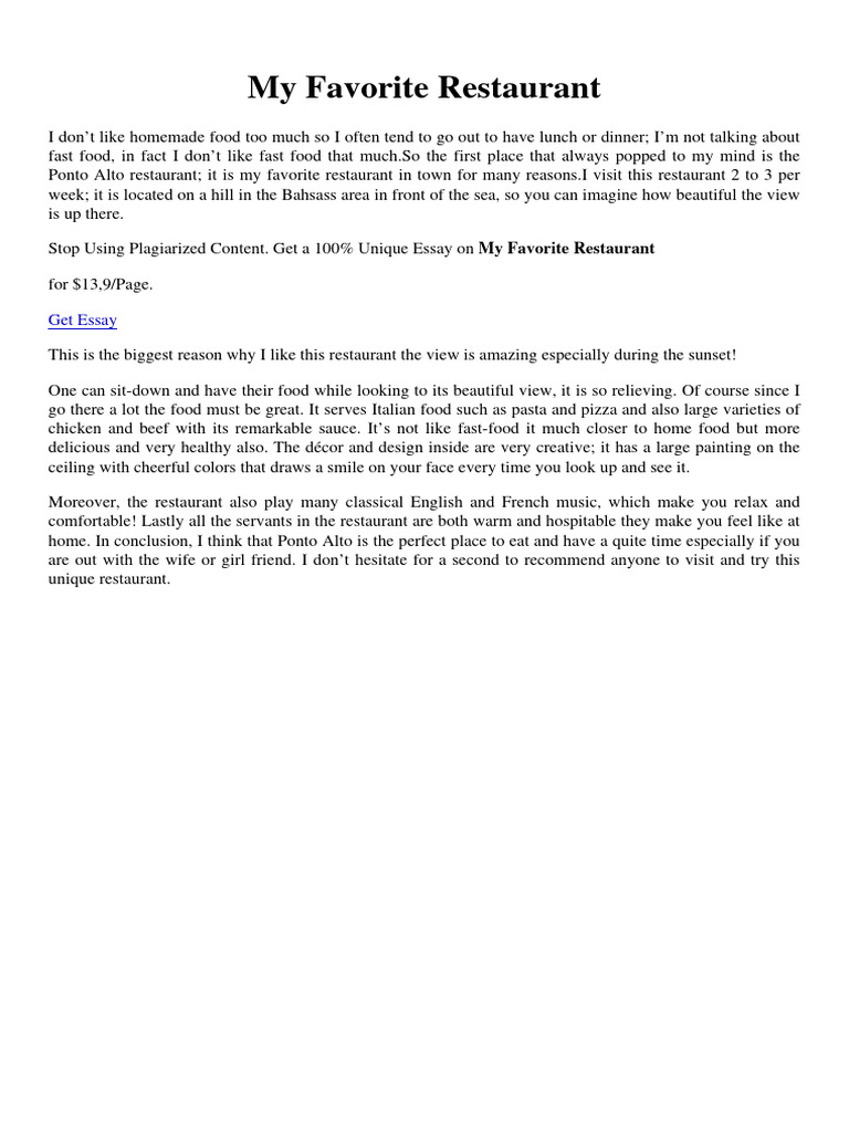 My Favorite Restaurant | PDF