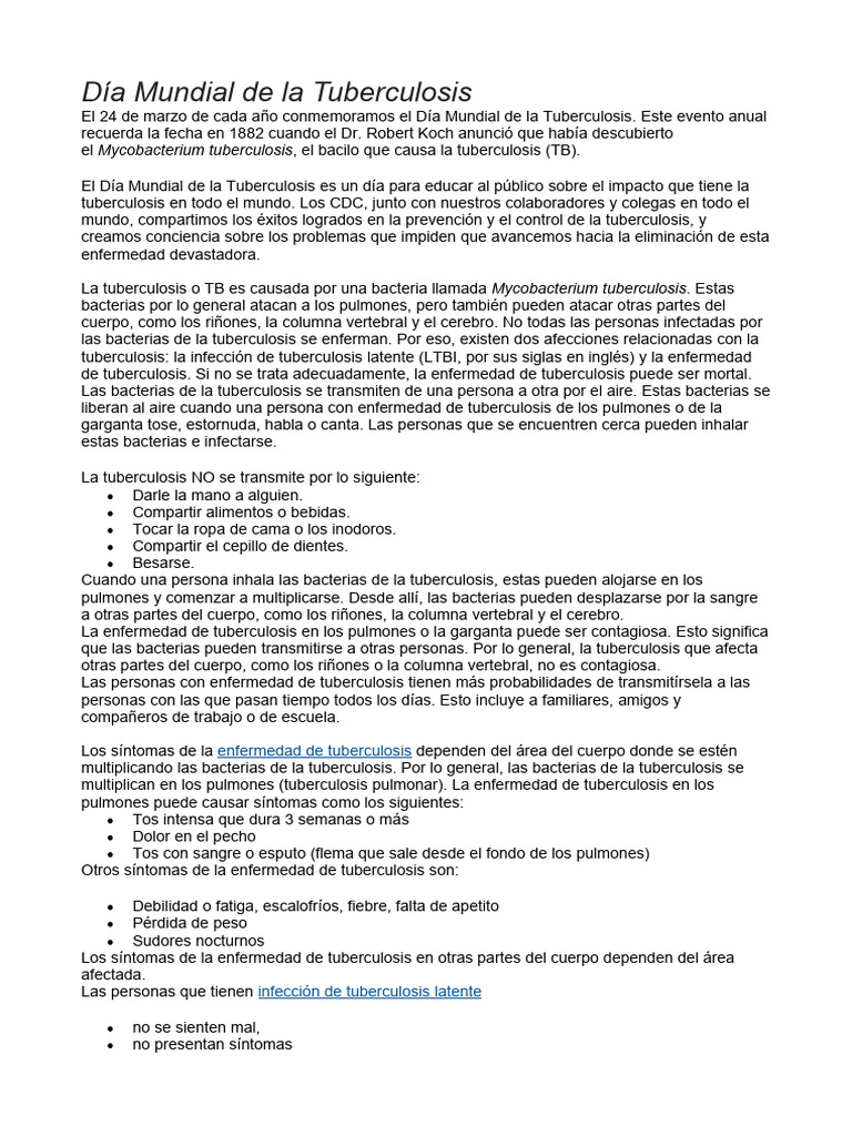Tuberculosis | PDF | Tuberculosis | Enfermedades y trastornos