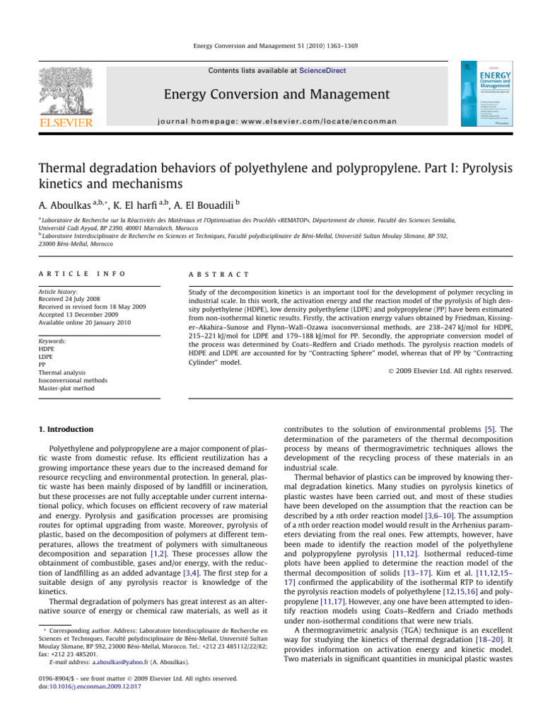 Thermal Degradation Behaviors Of Polyethylene And Polypropylene Pdf