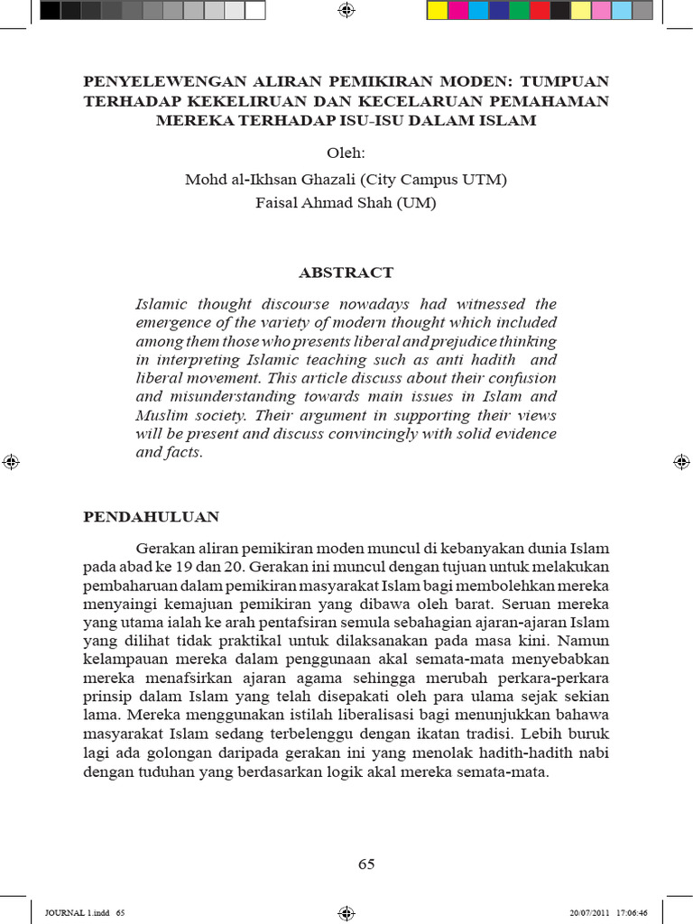 Penyelewengan Aliran Pemikiran Moden: Tumpuan Terhadap Kekeliruan Dan ...