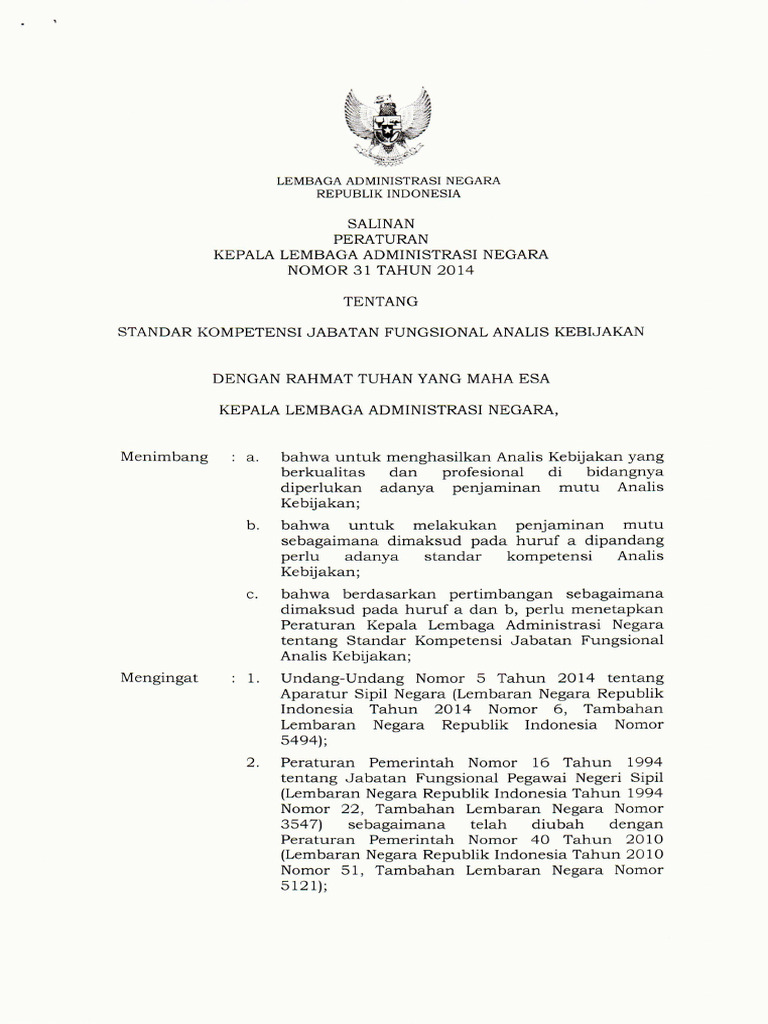 SKJ Analis Kebijakan | PDF