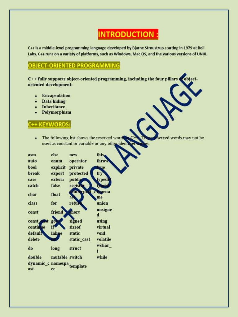 Introduction C Pdf C Parameter Computer Programming
