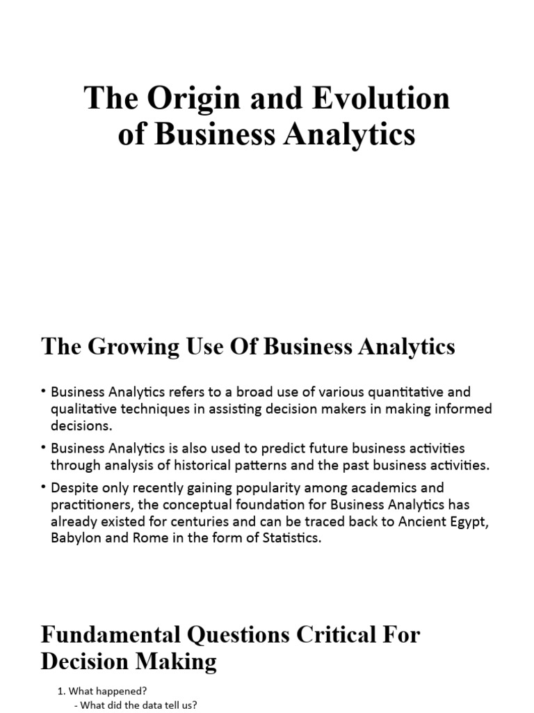 The Origin and Evolution of Business Analytics | PDF | Analytics ...