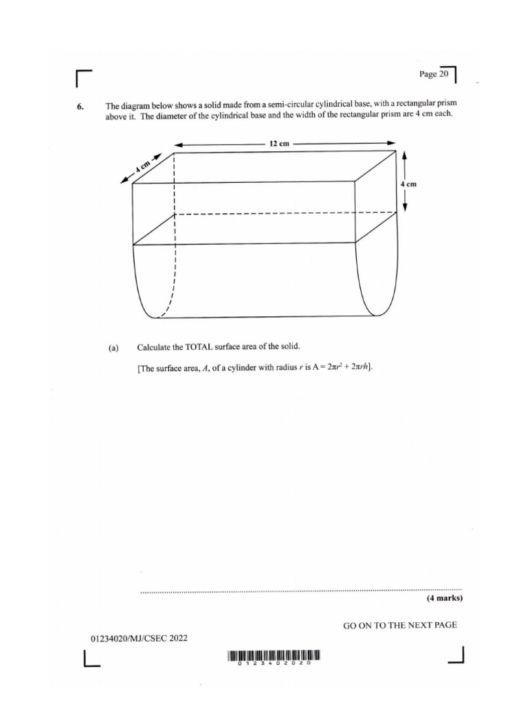 CSEC Mathematics Mixed Past Papers Question 6 | PDF