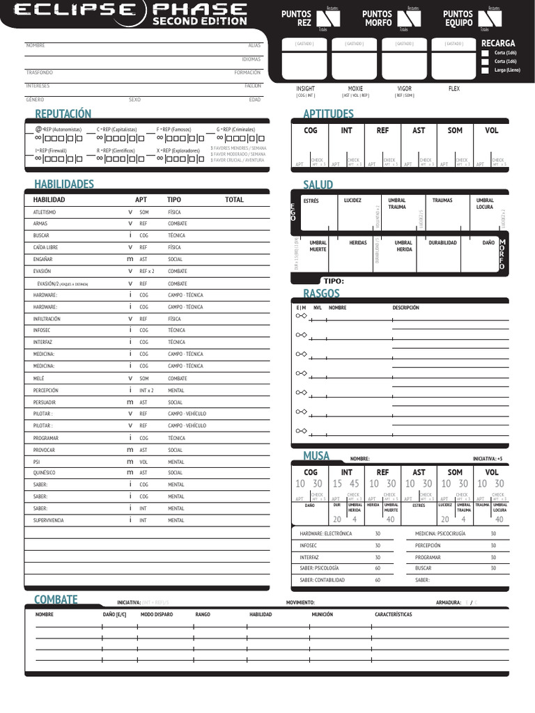 Eclipse Phase - Hoja de Personaje | PDF