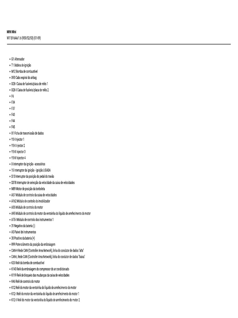 Mini Cooper 1.6 S 09 de 2005 A 2009 Siemens EMS2000 - Controle Do Motor ...