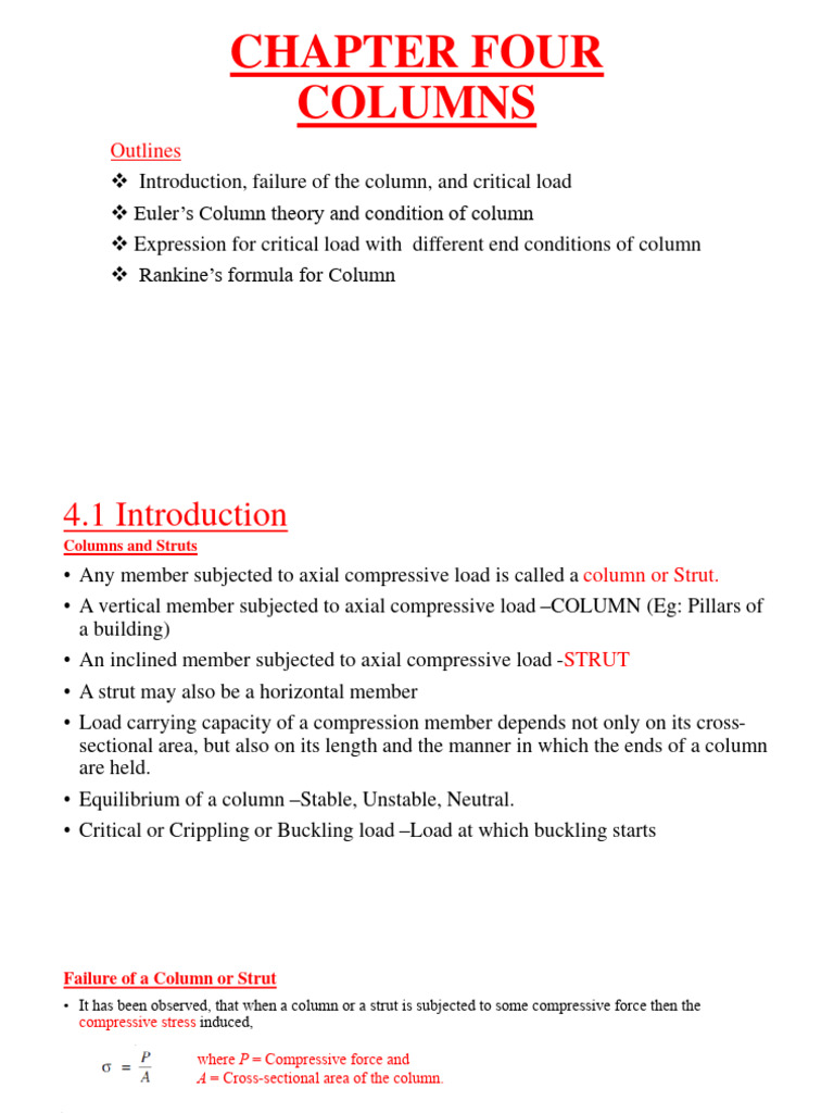 Chap 4 Columns | PDF | Buckling | Bending