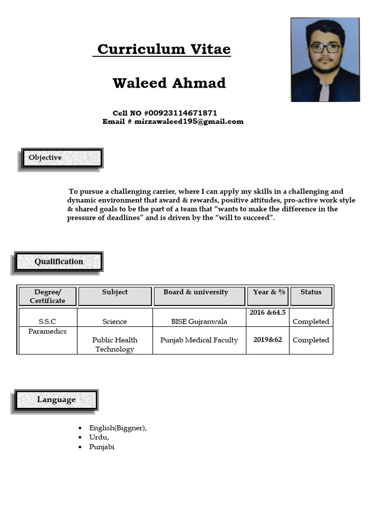 Waleed CV | PDF | Pharmacy | Health Care