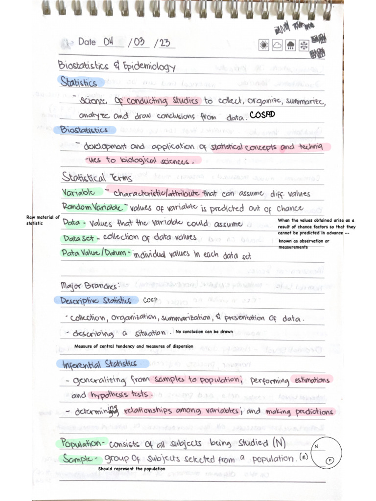 Biostat Notes Pdf Epidemiology Health Sciences