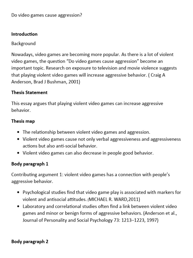 Do Video Games Cause Aggression | PDF