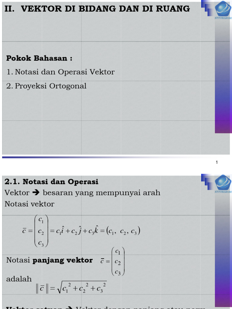 Aljabar MATRIKS S1 - Stat (Vektor-Vektor Di R2 Dan R3) Pert 6 | PDF