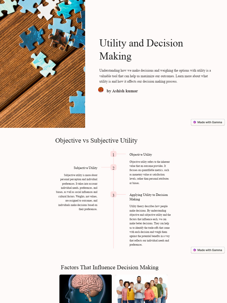 Utility and Decision Making | PDF | Decision Making | Utility