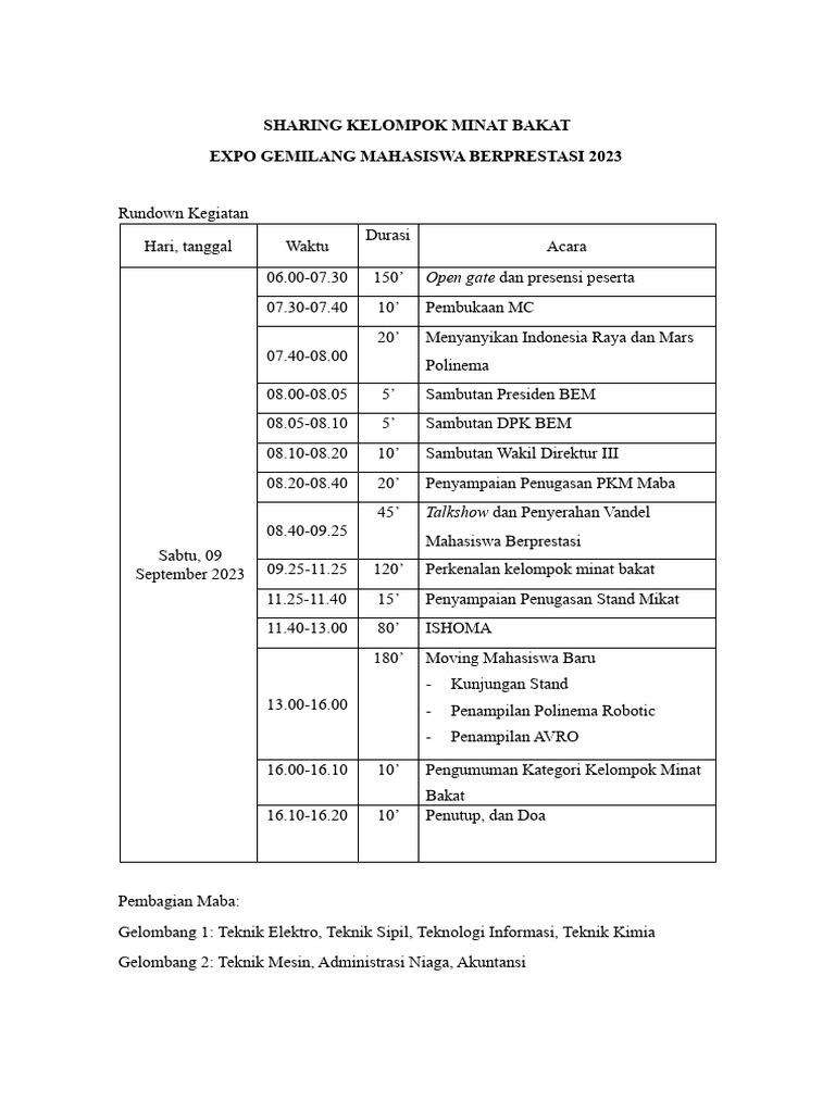 Rundown & Konsepan Gempres 2023 | PDF