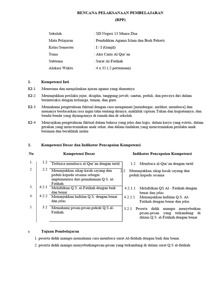 RPP P5 Quran | PDF | Karier & Perkembangan | Agama & Spiritualitas