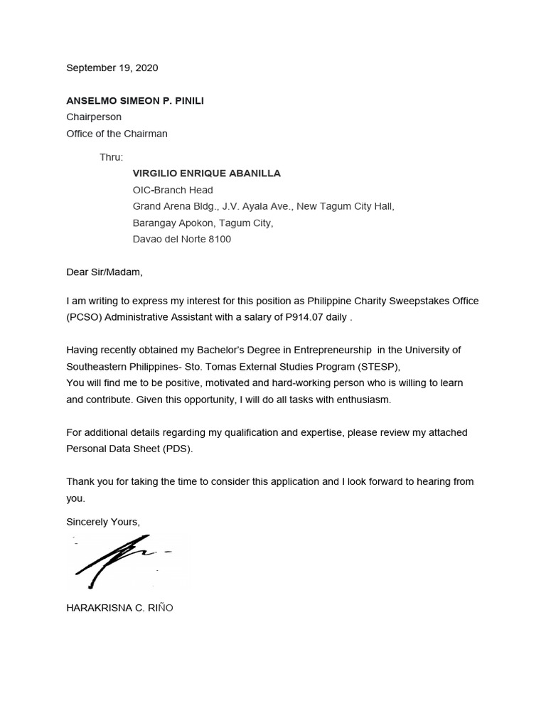 Application Letter | PDF