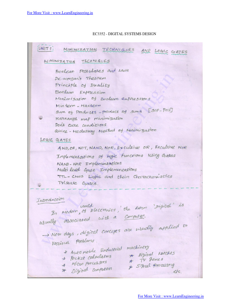 EC3352 Digital Systems Design Notes | PDF | Academic Discipline ...