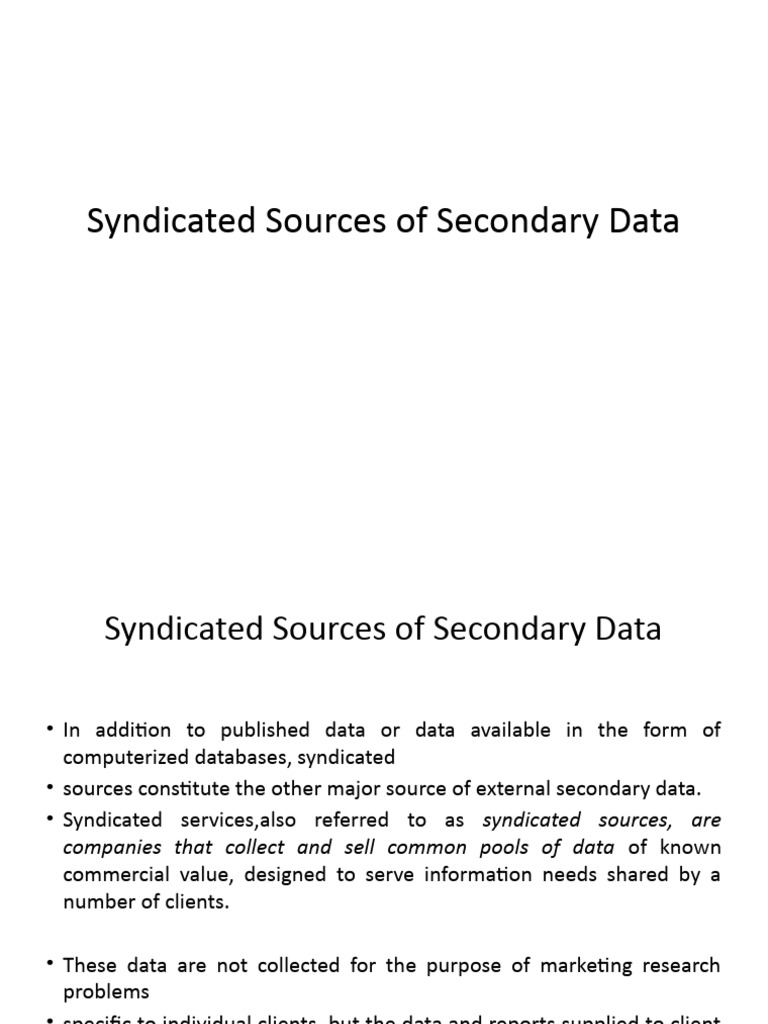 Syndicated Sources of Data | PDF