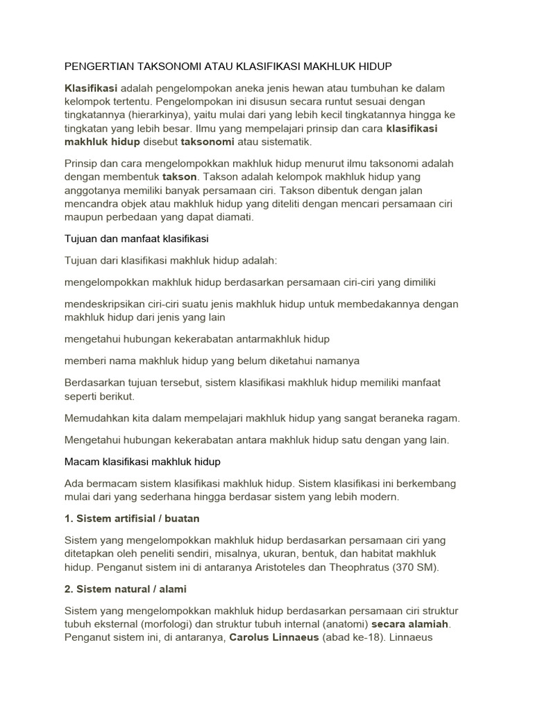 Pengertian dan Manfaat Taksonomi | PDF
