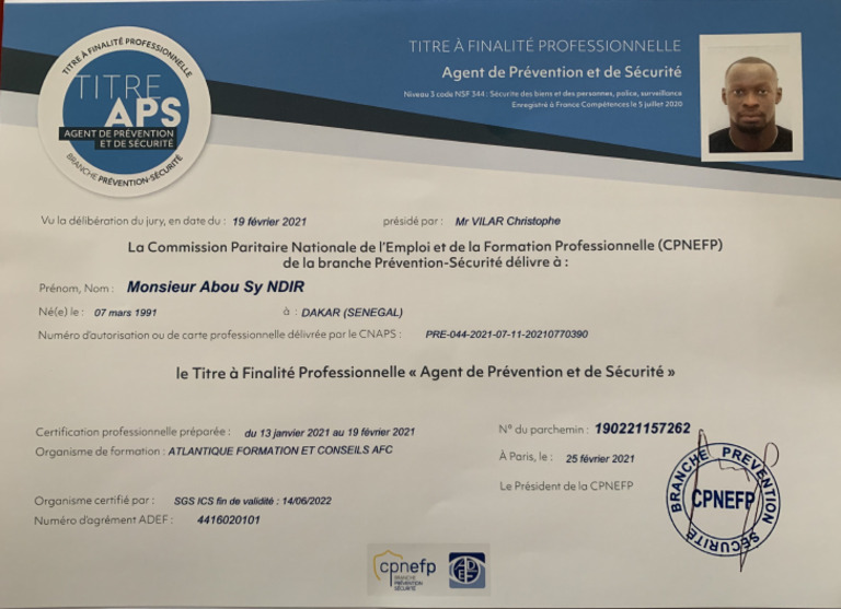 Diplôme CQP Aps-2 | PDF