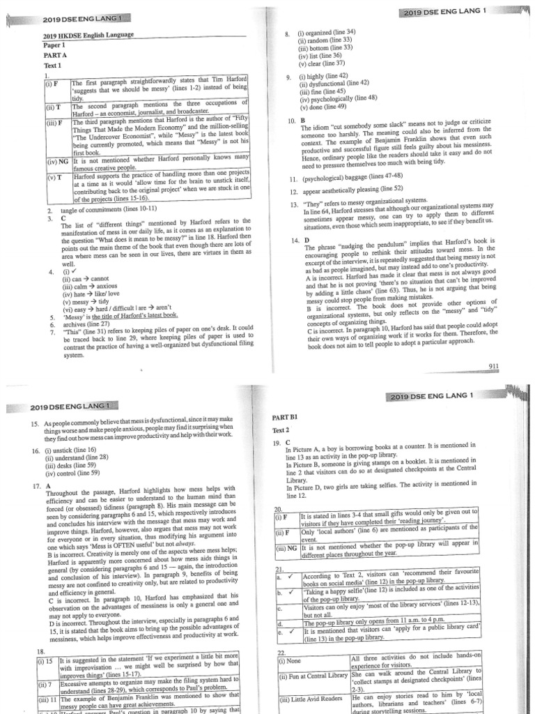 2019 Hkdse Eng Solution | PDF