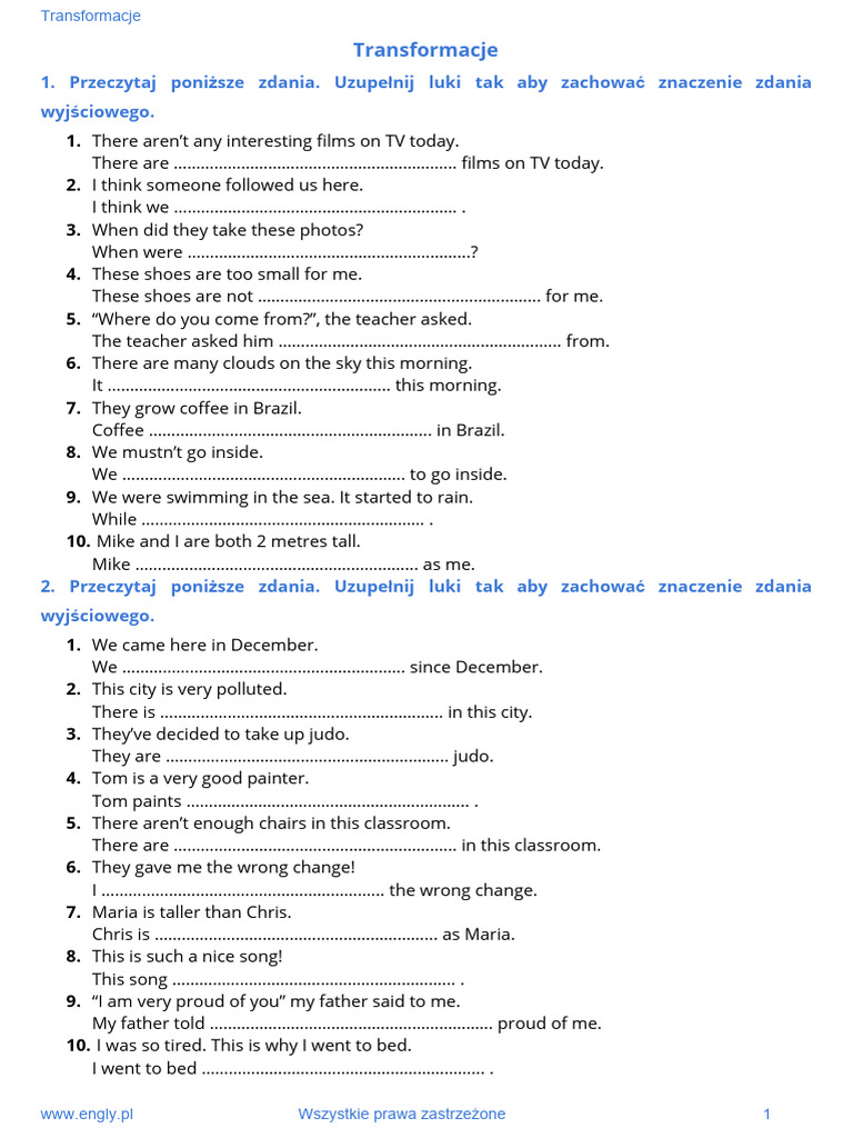 Transformacje 1-10 | PDF