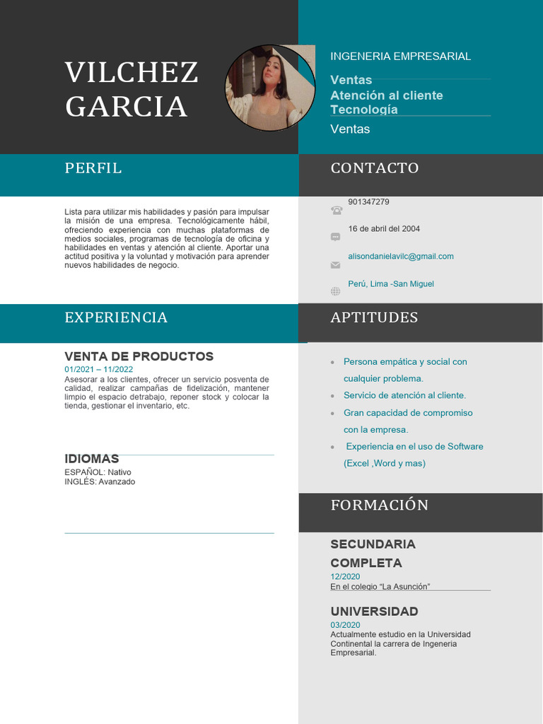 CV Dani | PDF | Servicio al Cliente | Economias