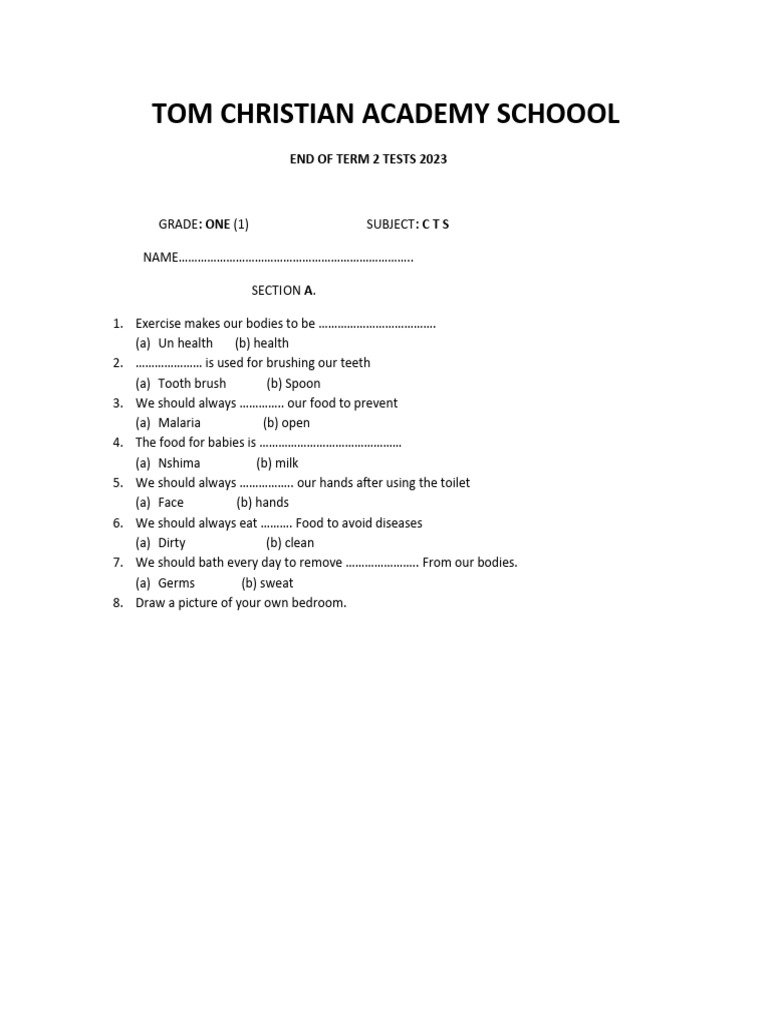 C T S Grade 1 Term 2 2023 | PDF