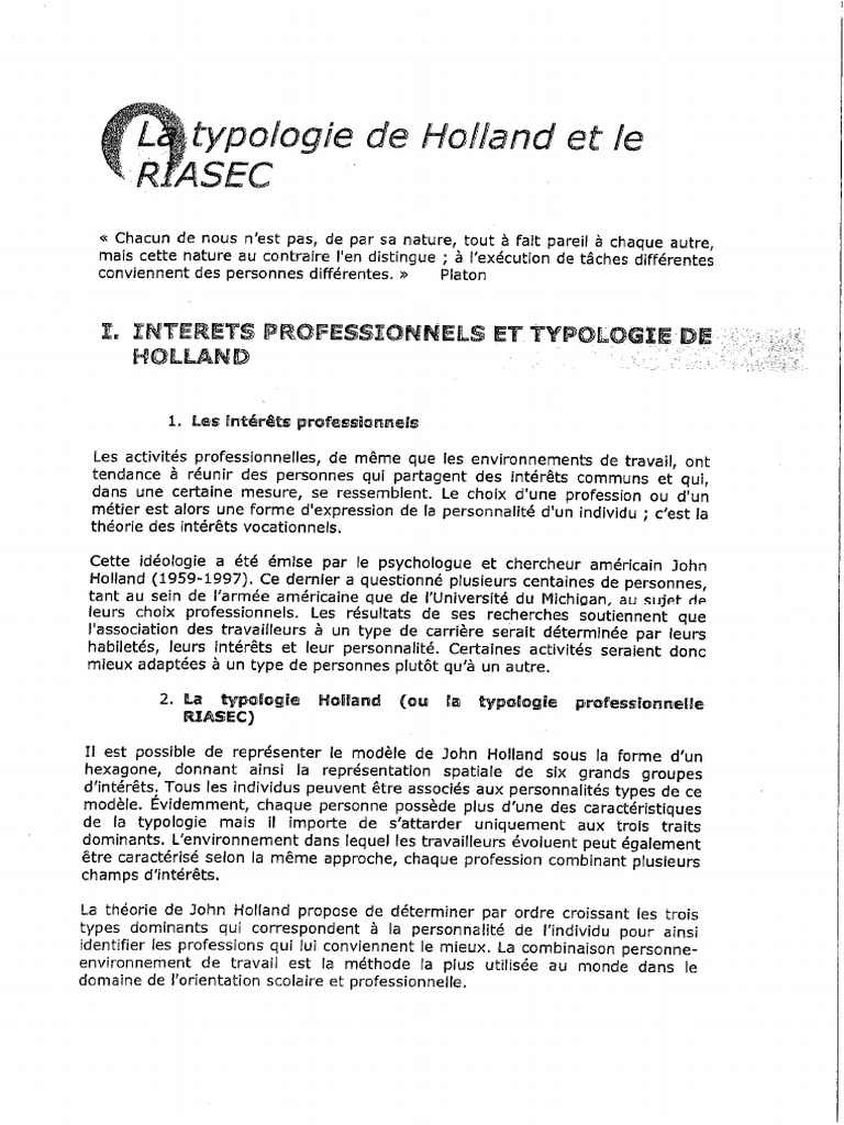 Résultat RIASEC Court | PDF