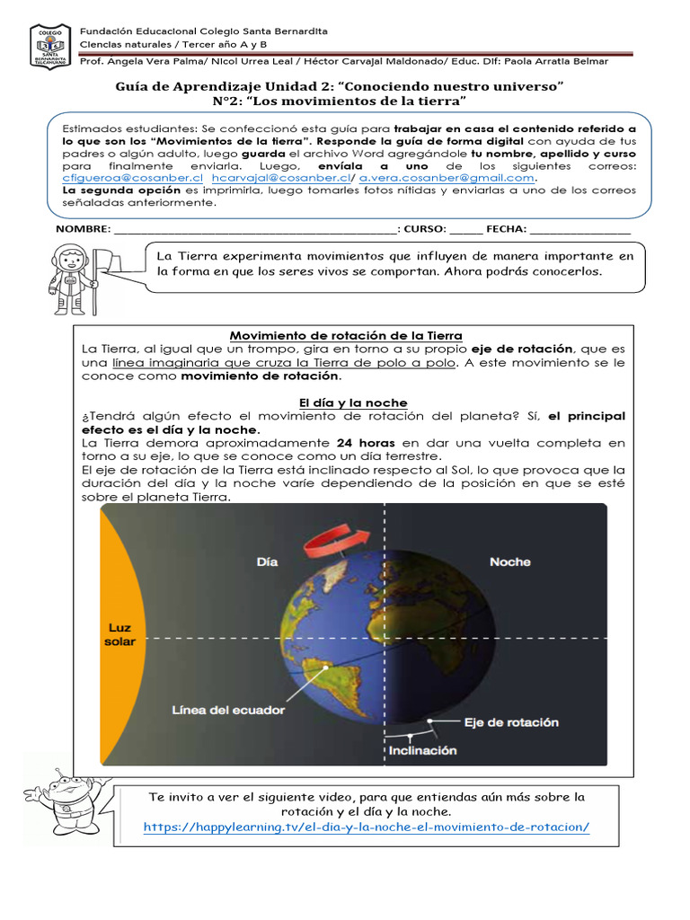 Guía: Movimientos de la Tierra | PDF | Tierra | Astronomía
