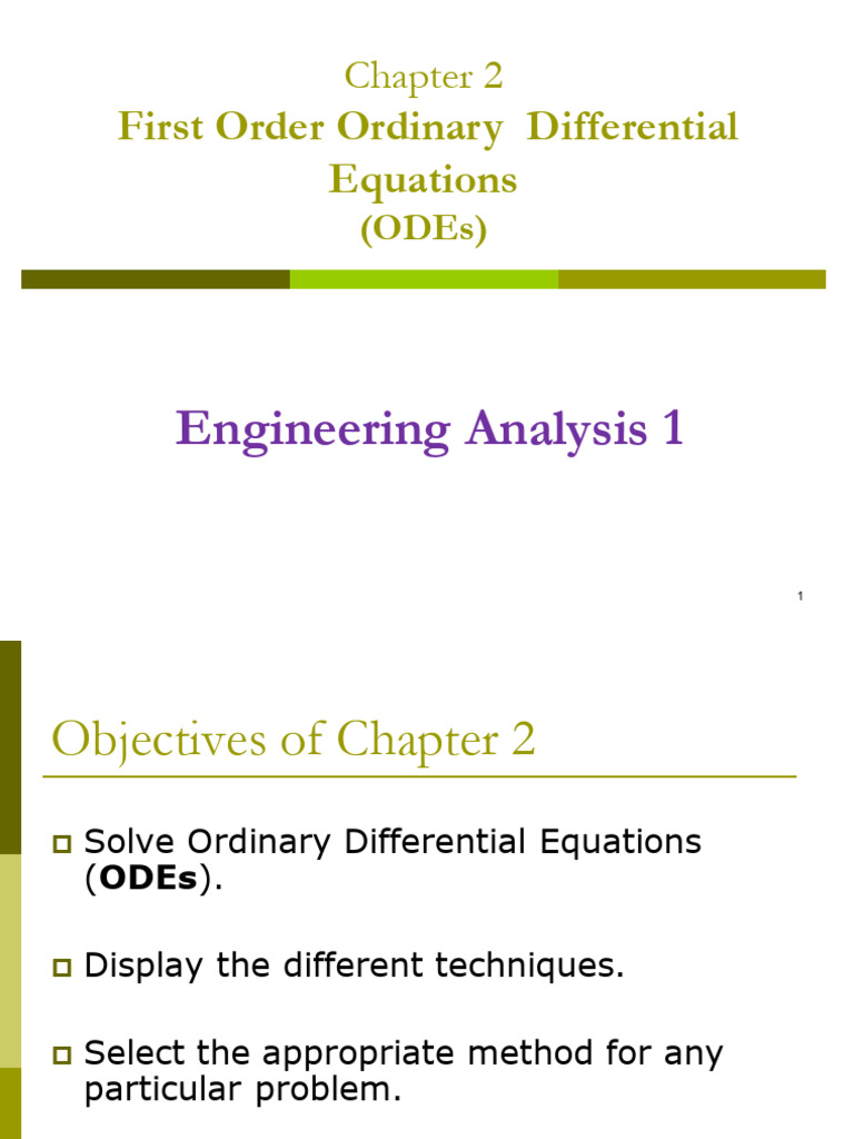 Chapter 2 Engineering Analysis 1 First Order Diff. Eqs. | PDF ...